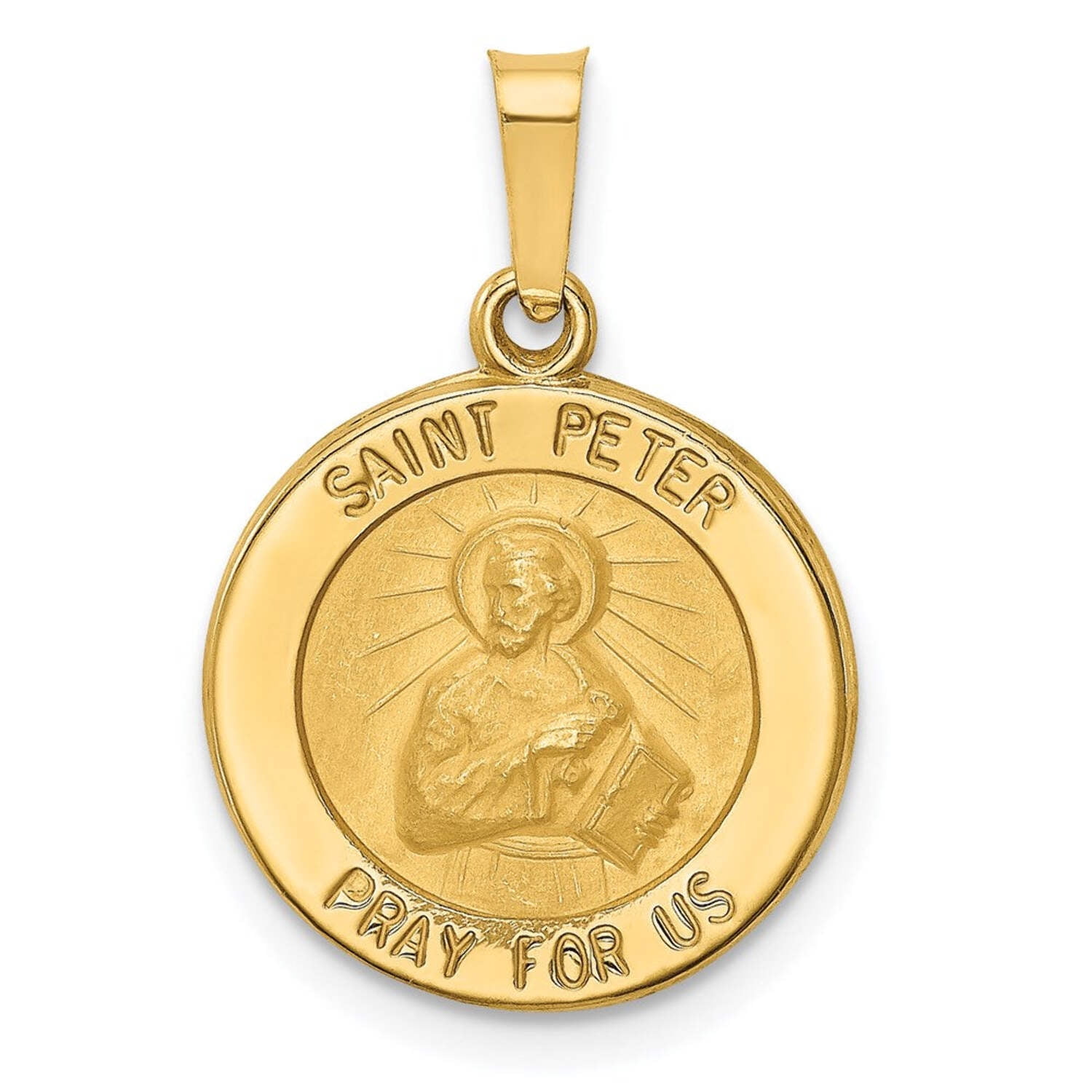 14k Polished and Satin St Peter Medal Hollow Pendant XR1381 - Walmart.com