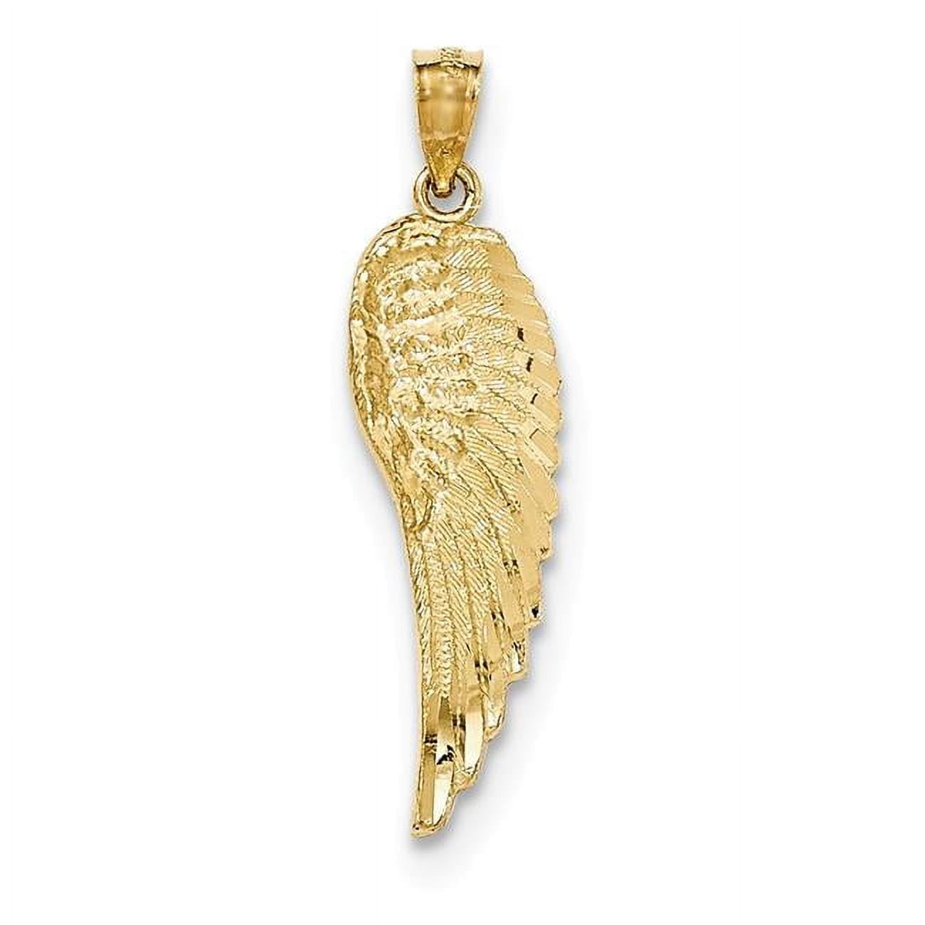 Finest Gold 14K Yellow Gold Polished & Textured Angel Wing Pendant ...