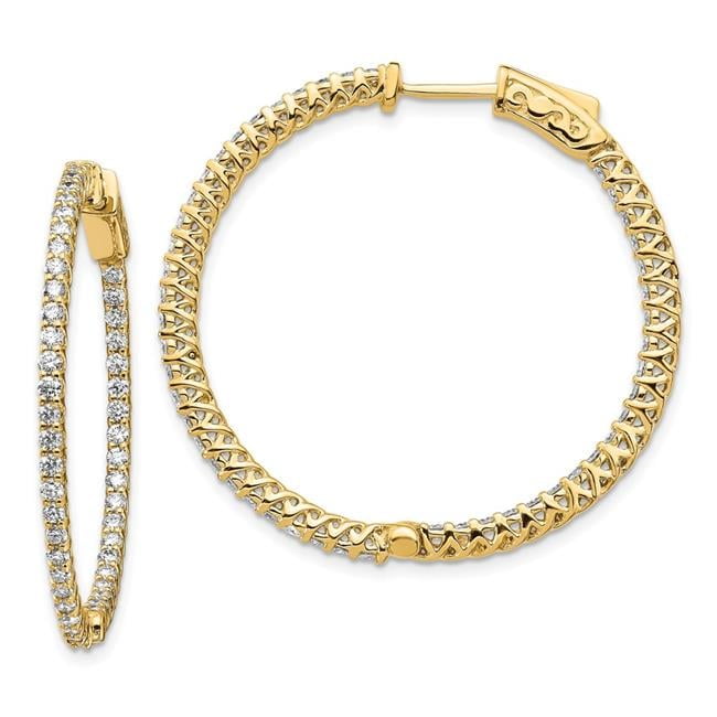 Finest Gold 14K Yellow Gold Round Hoop with Safety Clasp Earring ...