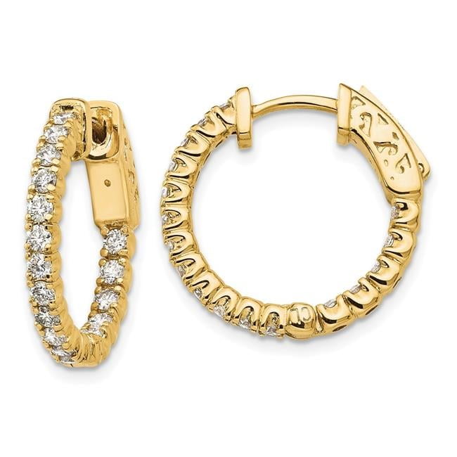 Finest Gold 14K Yellow Gold Round Hoop with Safety Clasp Earring ...