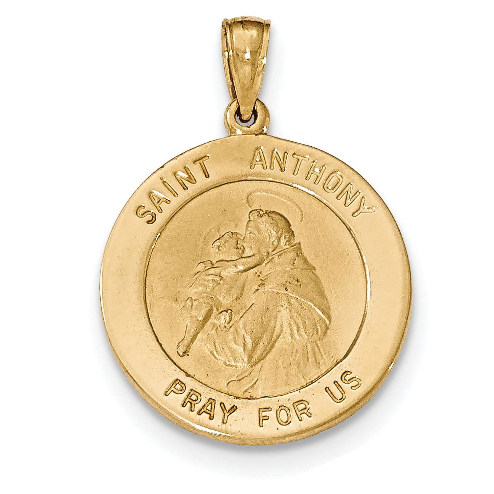 Finest Gold 14K Yellow Gold Saint Anthony Large Round Medal Pendant ...