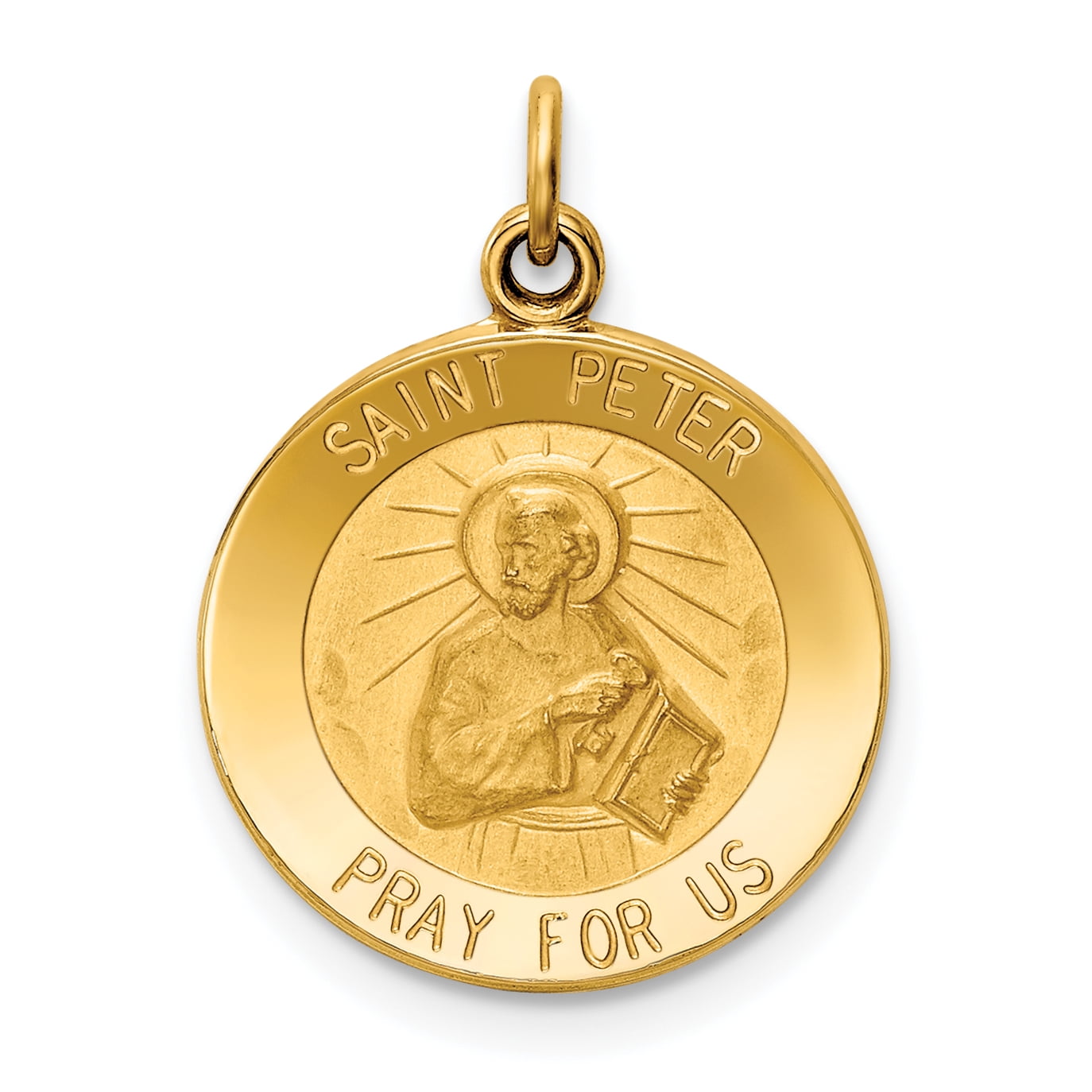 Finest Gold 14K Yellow Gold Saint Peter Medal Charm - Walmart.com
