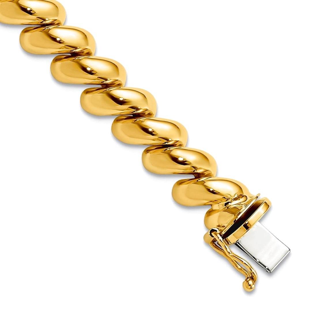 14k Yellow Gold Hollow Polished San Marco Bracelet 8 Inch Box Clasp 8mm ...