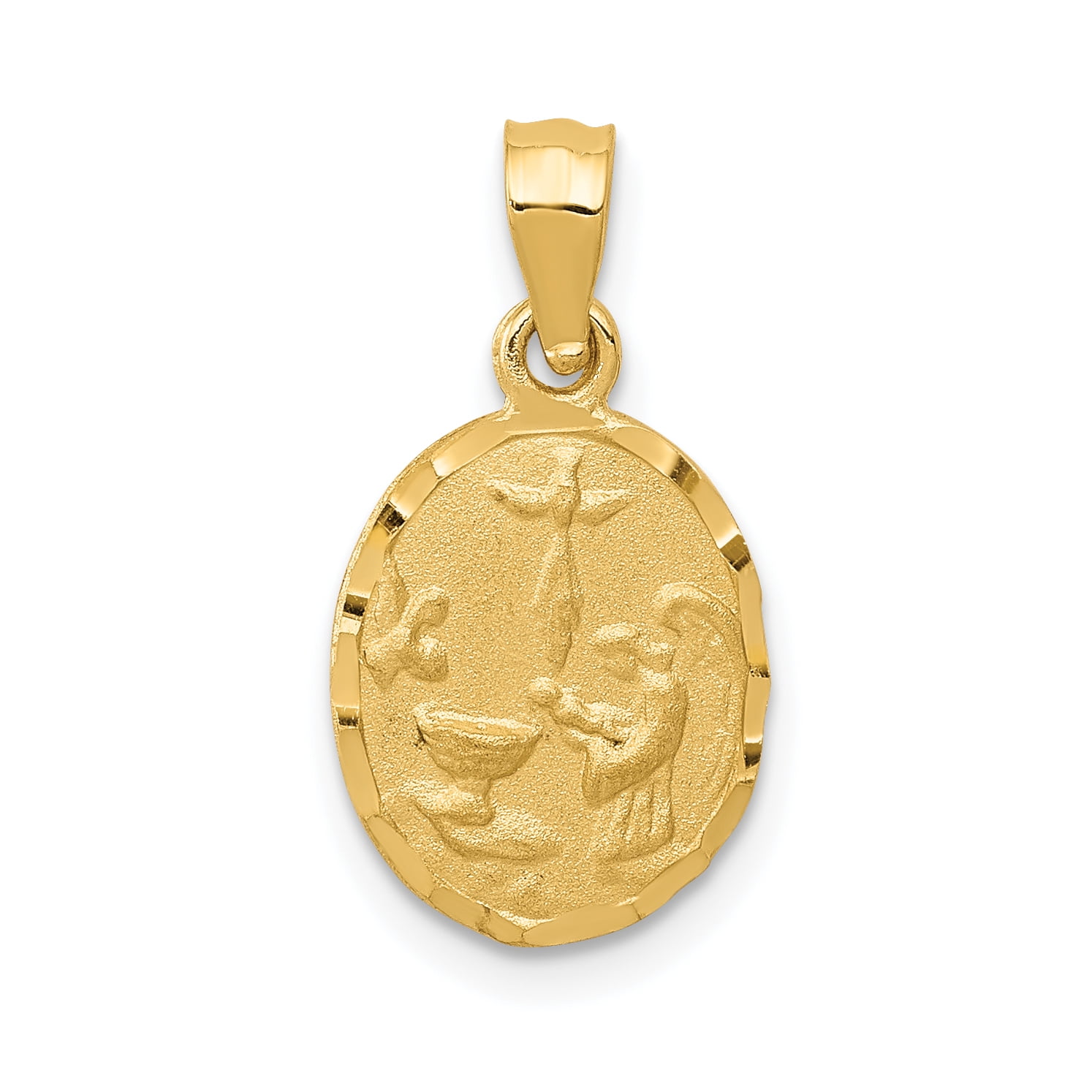 Finest Gold 14K Yellow Gold Satin Diamond-Cut Baptism Pendant - Walmart.com