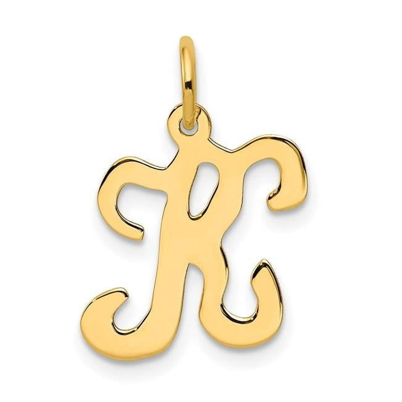 Finest Gold 14K Yellow Gold Script Letter K Initial Charm - Walmart ...