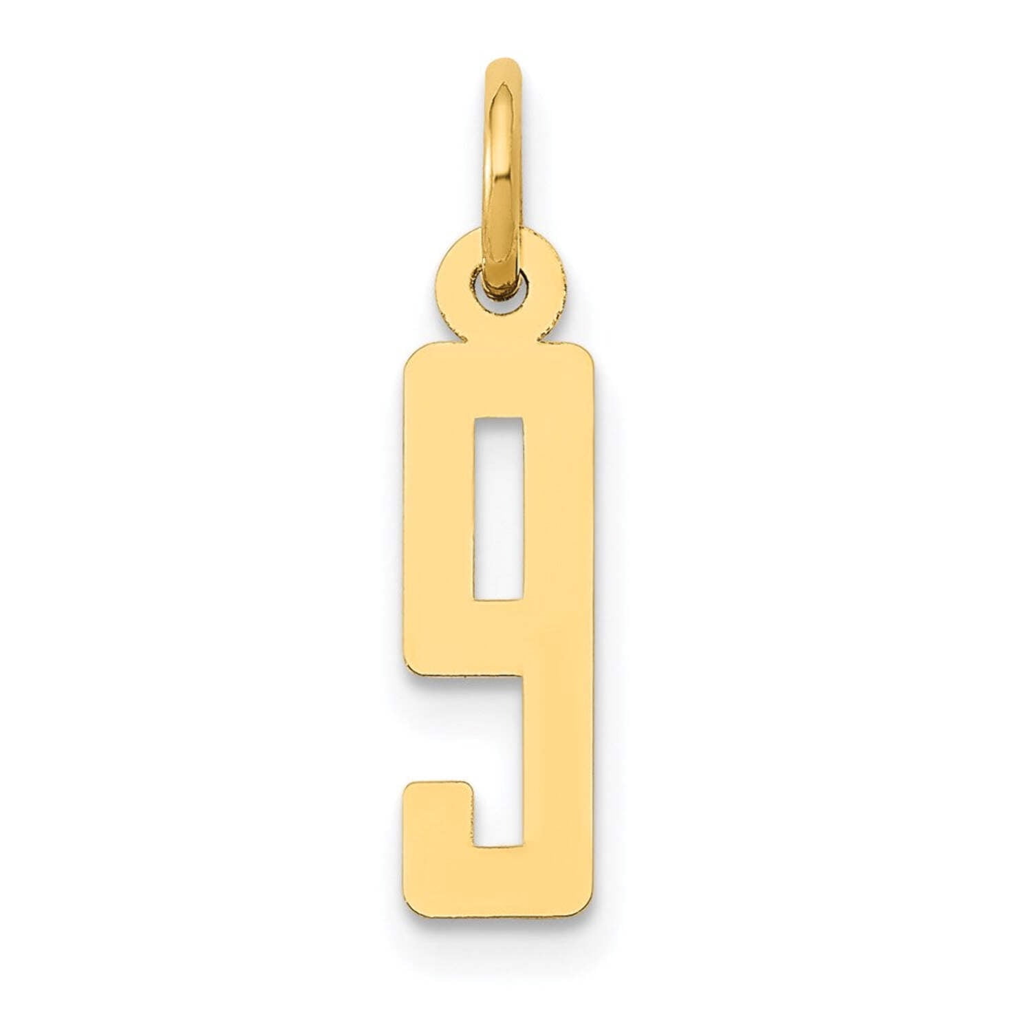 14k Yellow Gold Small Polished Elongated 9 Charm 15.36x4.2mm Wide ...
