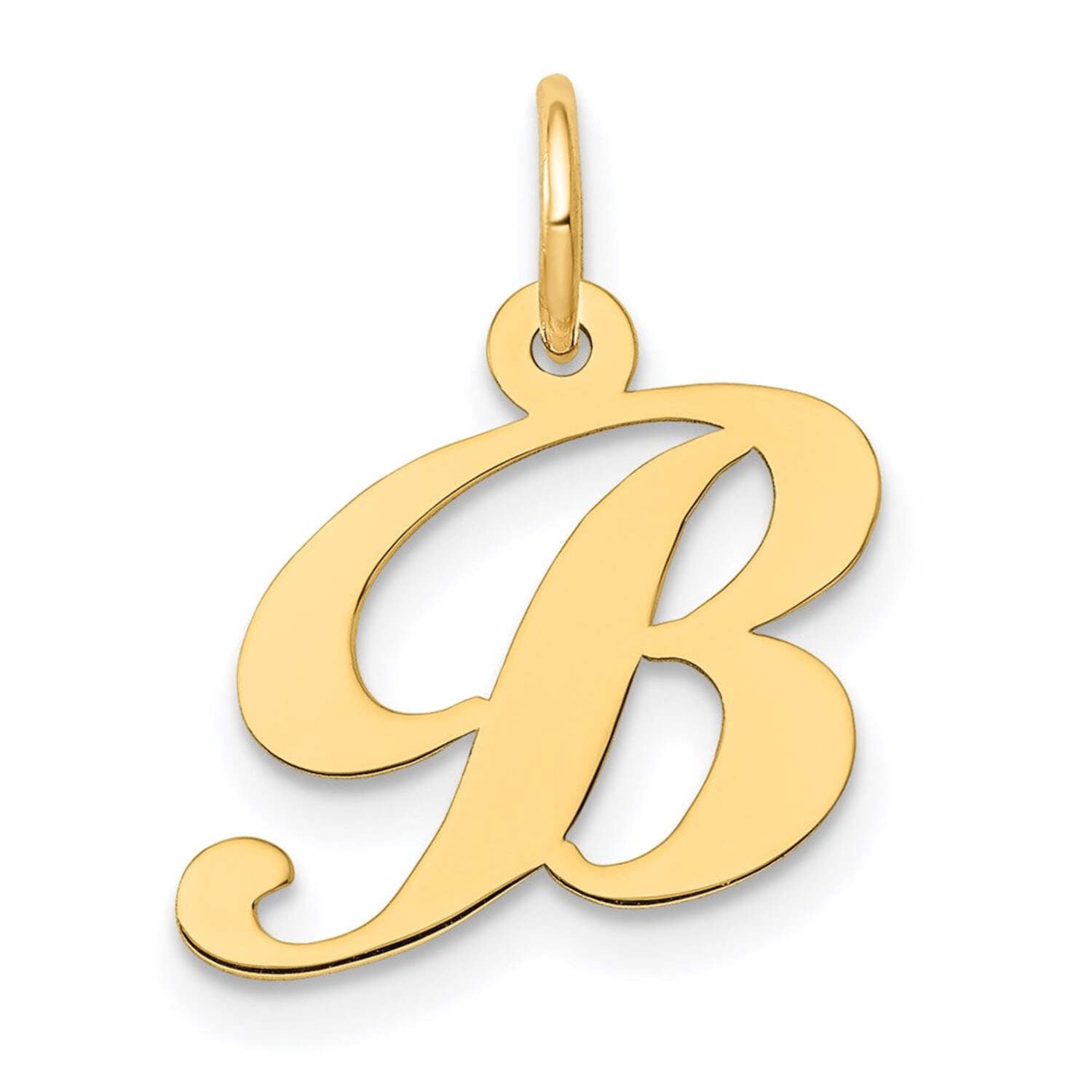14K Yellow Gold Small Size Fancy Script Letter B Initial Pendant ...
