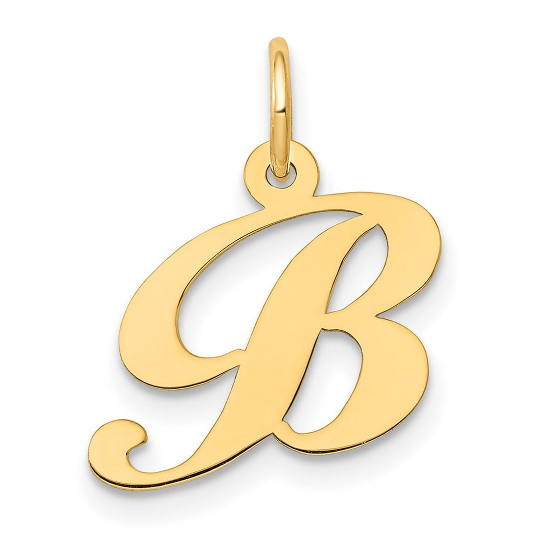 Finest Gold 14K Yellow Gold Small Fancy Script Letter B Initial Charm ...