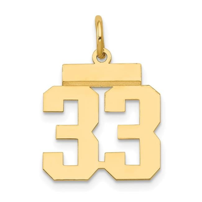 Finest Gold 14K Yellow Gold Small Polished Number 33 Charm - Walmart.com