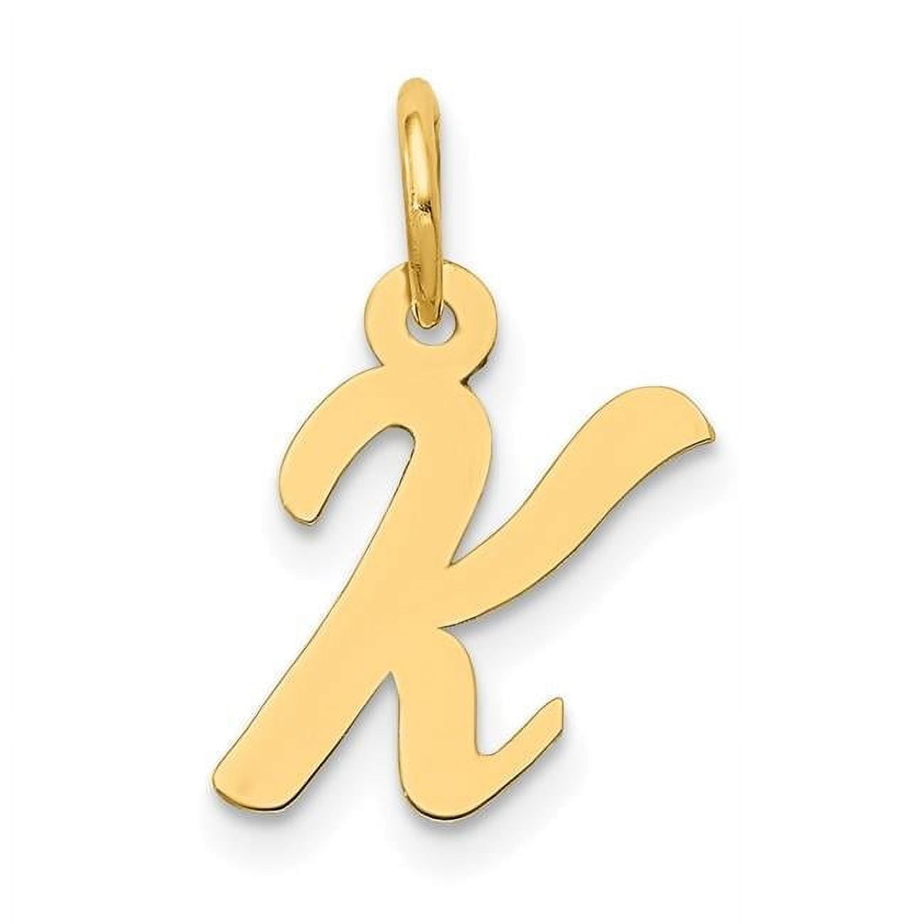 Finest Gold Solid 14K Yellow Gold Small Script Letter K Initial Charm ...