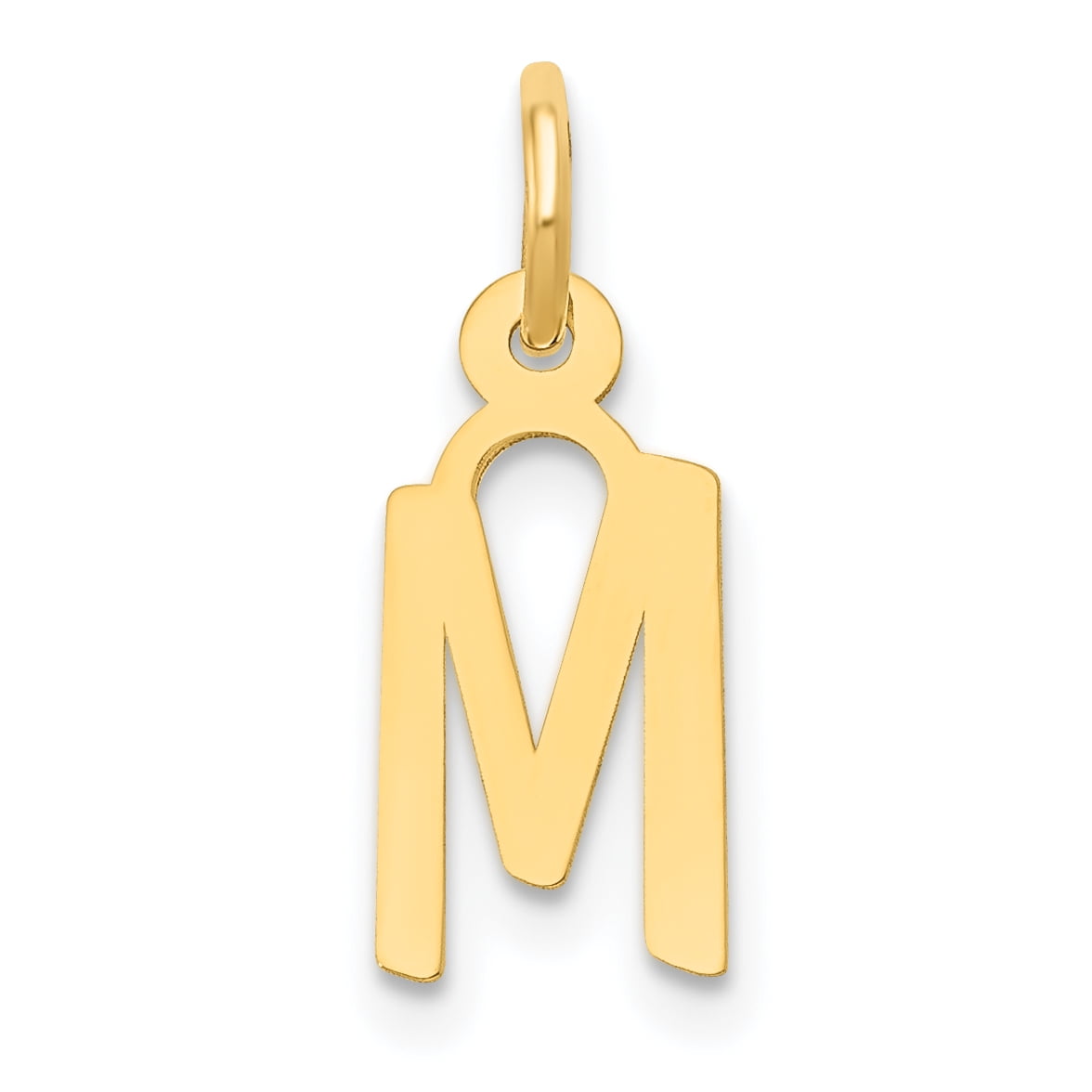 Finest Gold 14K Yellow Gold Small Slanted Block Letter M Initial Charm ...