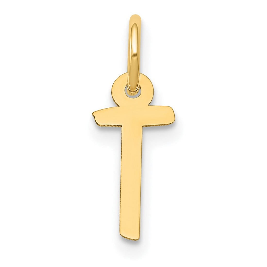 Finest Gold 14K Yellow Gold Small Slanted Block Letter T Initial Charm ...