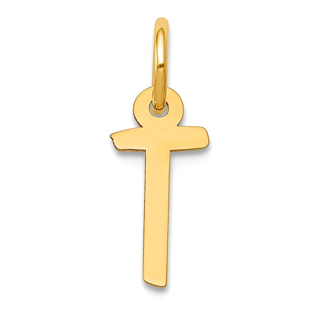 Finest Gold 14K Yellow Gold Small Slanted Block Letter T Initial Charm ...