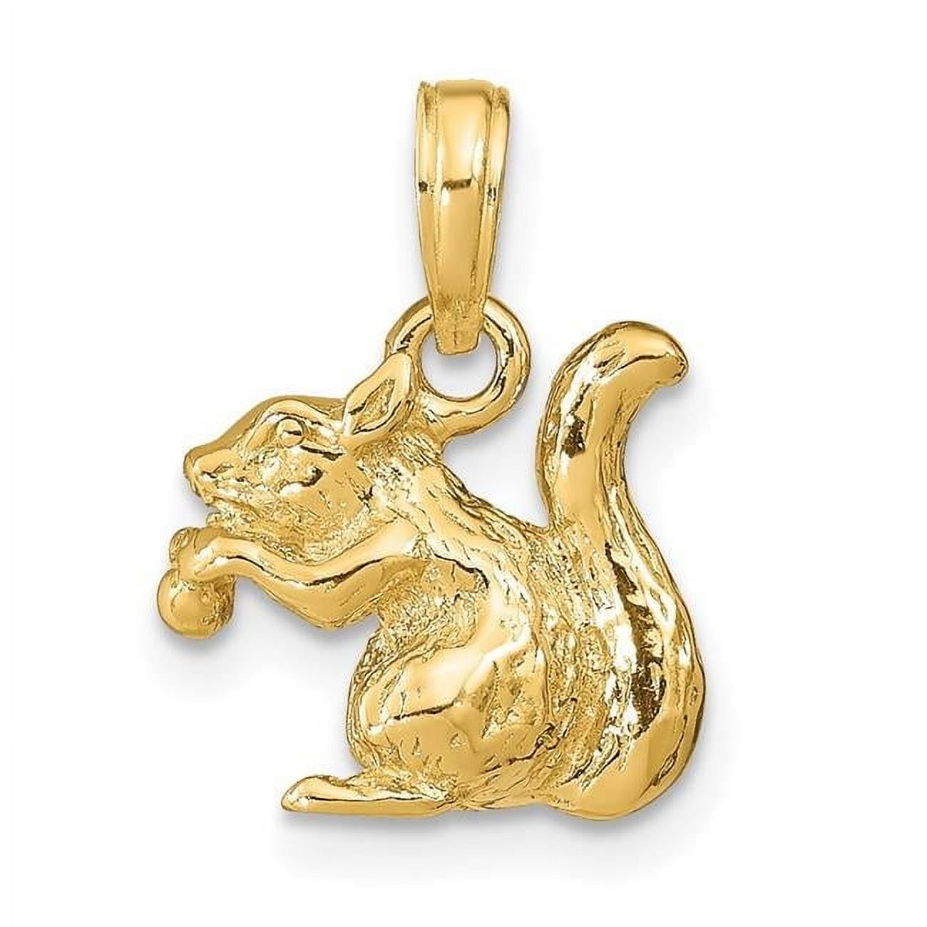 Finest Gold 14K Yellow Gold Solid 3-D Squirrel with Nut Necklace ...