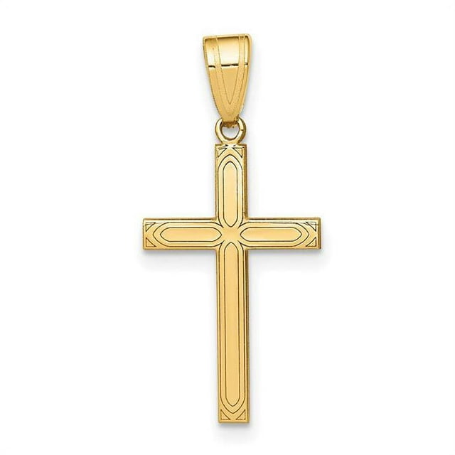 Finest Gold 14K Yellow Gold Solid Laser Etched Cross Pendant - Walmart.com