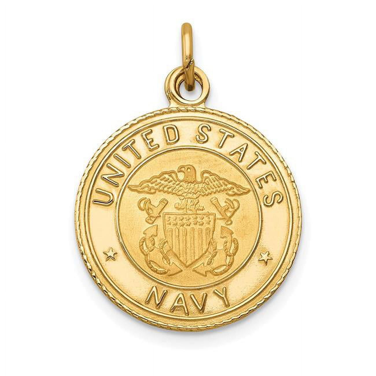 Finest Gold 14K Yellow Gold US Navy Insignia Disc Pendant, Solid ...
