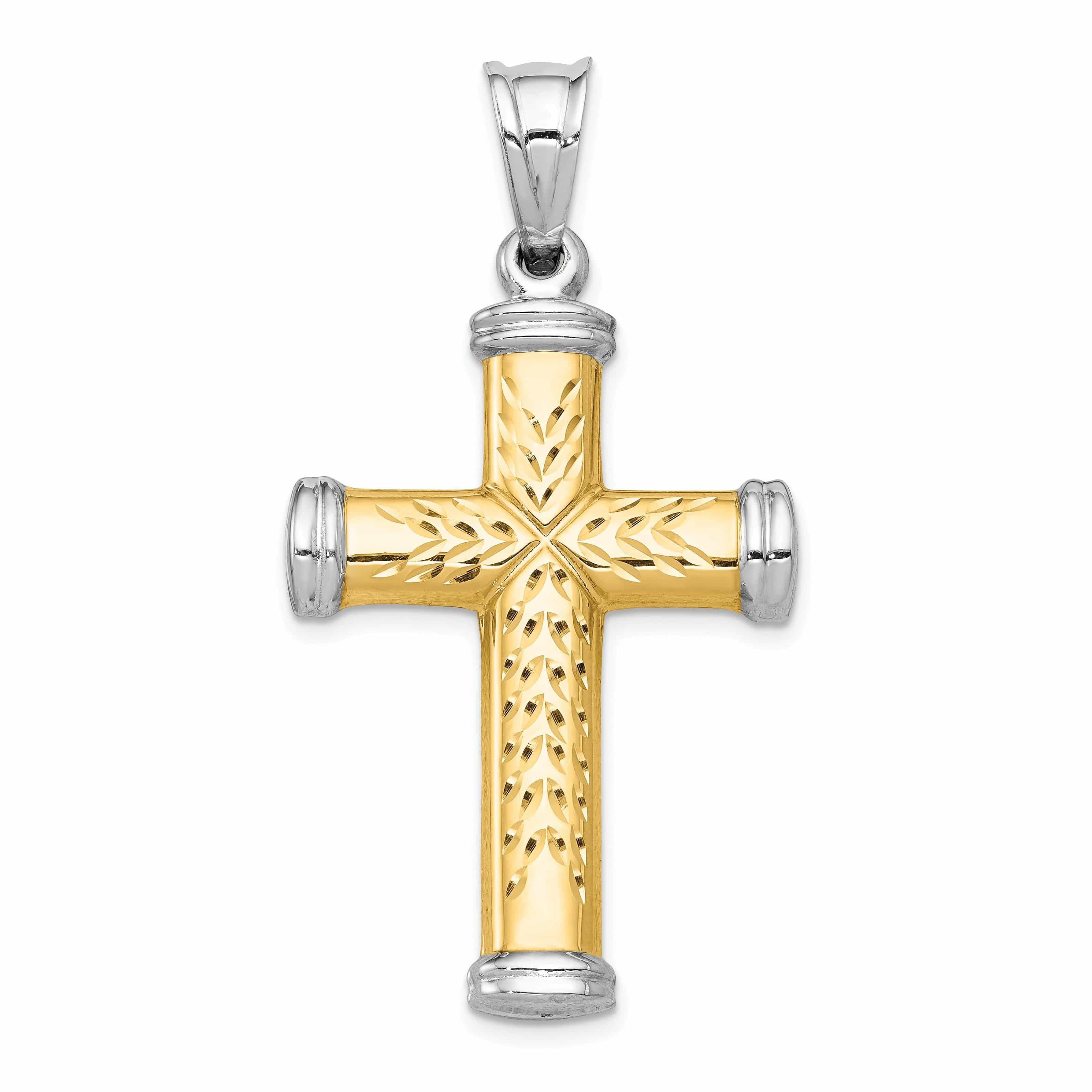 14k Yellow Gold Rhodium Reversible Cross - Walmart.com