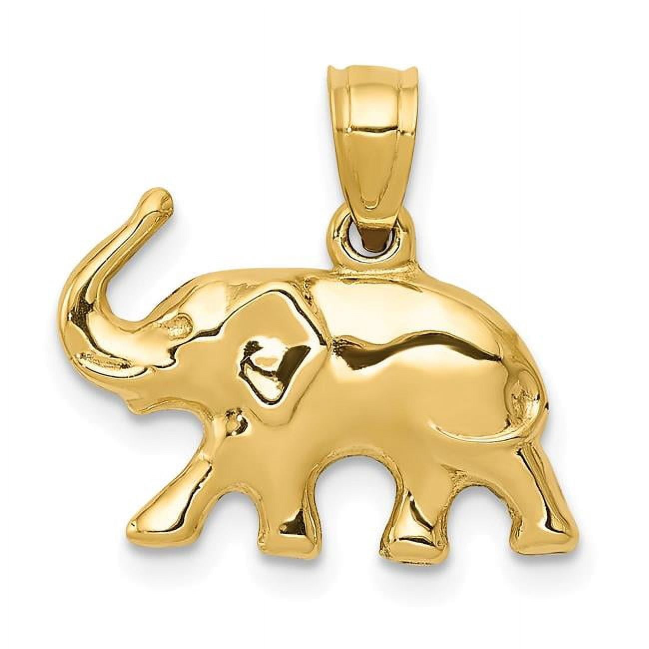Finest Gold 17 mm 14K Yellow Gold 3-D Elephant Pendant - Walmart.com