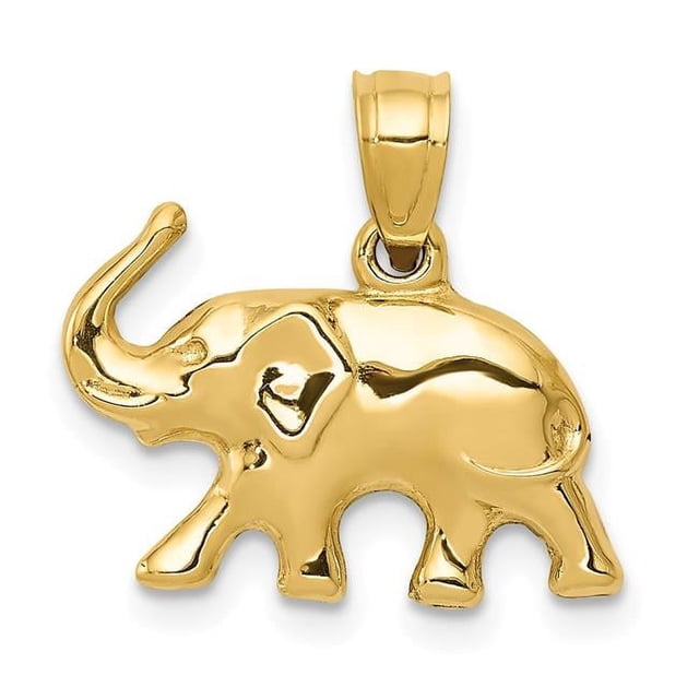 Finest Gold 17 mm 14K Yellow Gold 3-D Elephant Pendant - Walmart.com
