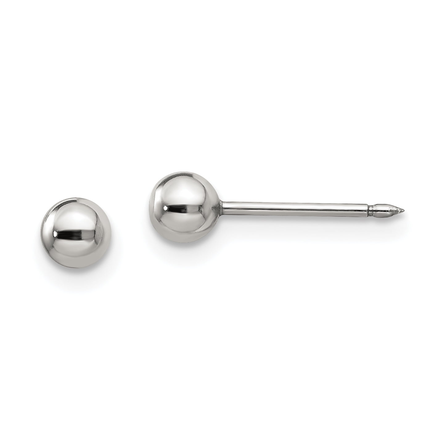 Finest Gold 4 mm Stainless Steel Inverness Polished Ball Post Earrings ...