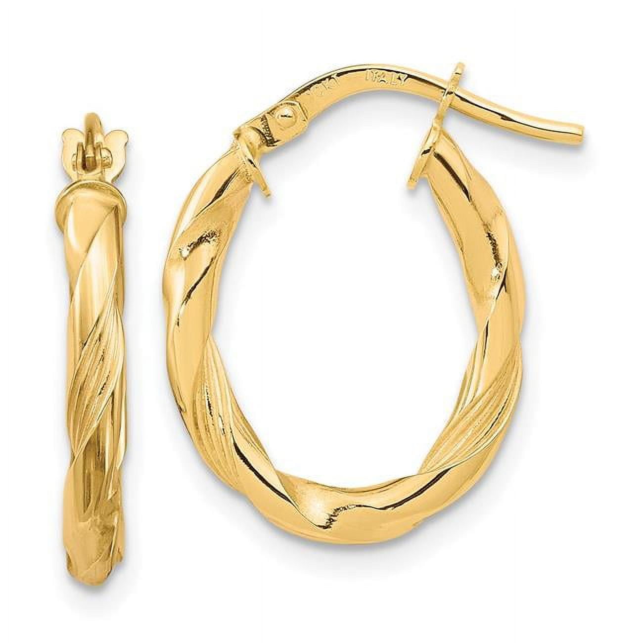 Finest Gold Leslies 10K Yellow Gold Polished & Textured Hoop Earrings ...