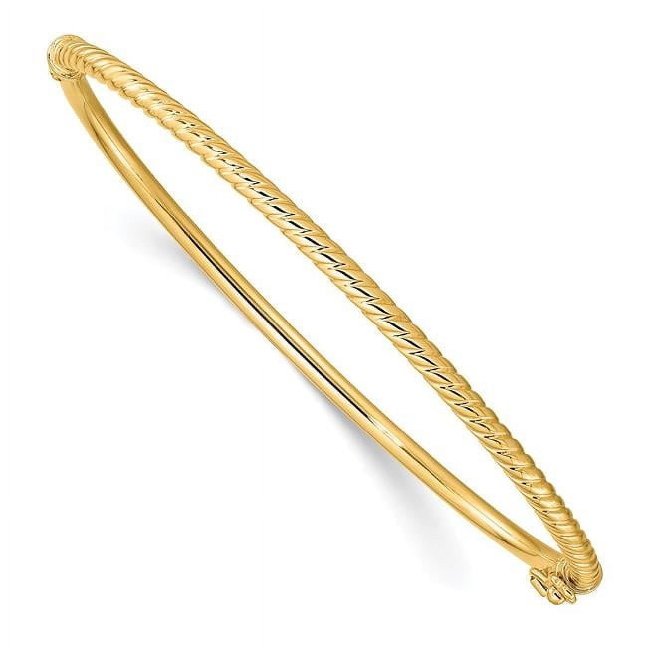 Finest Gold Leslies 14K Polished Textured Hinged Bangle - Walmart ...