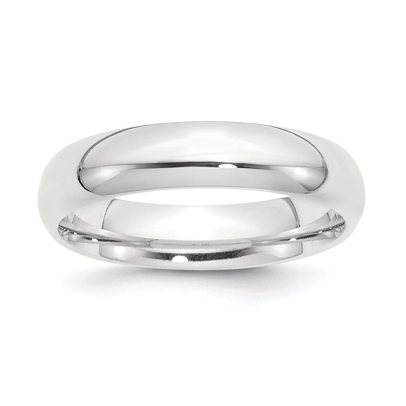 Platinum Solid Polished 5mm Half-Round Comfort-Fit Lightweight Band ...