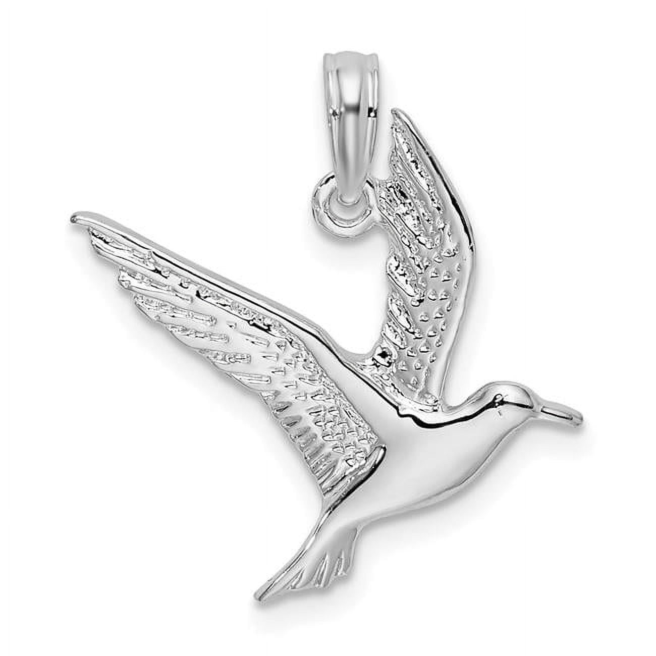 Finest Gold Sterling Silver Polished Flying Seagull Pendant - Walmart.com