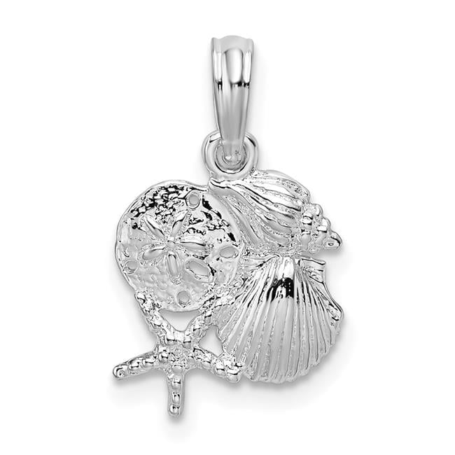 Finest Gold Sterling Silver Polished Shell Cluster Pendant - Walmart.com