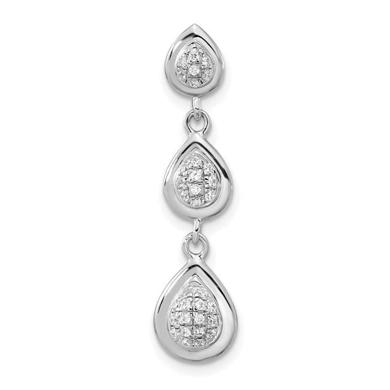 Finest Gold Sterling Silver Rhodium-Plated CZ Teardrop Chain Slide ...