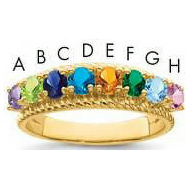 Finest GoldXMR8-8-7 14K Yellow Gold Polished 8-Stone Mothers Ring ...