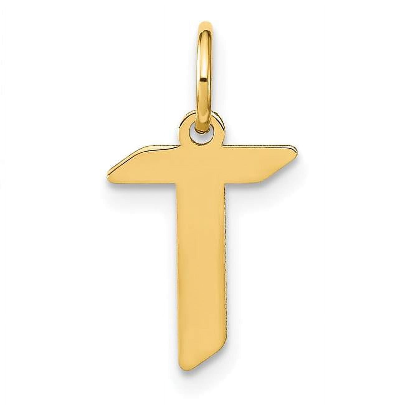 Finest GoldXNA1335Y-T 14K Yellow Gold Letter T Initial Pendant ...