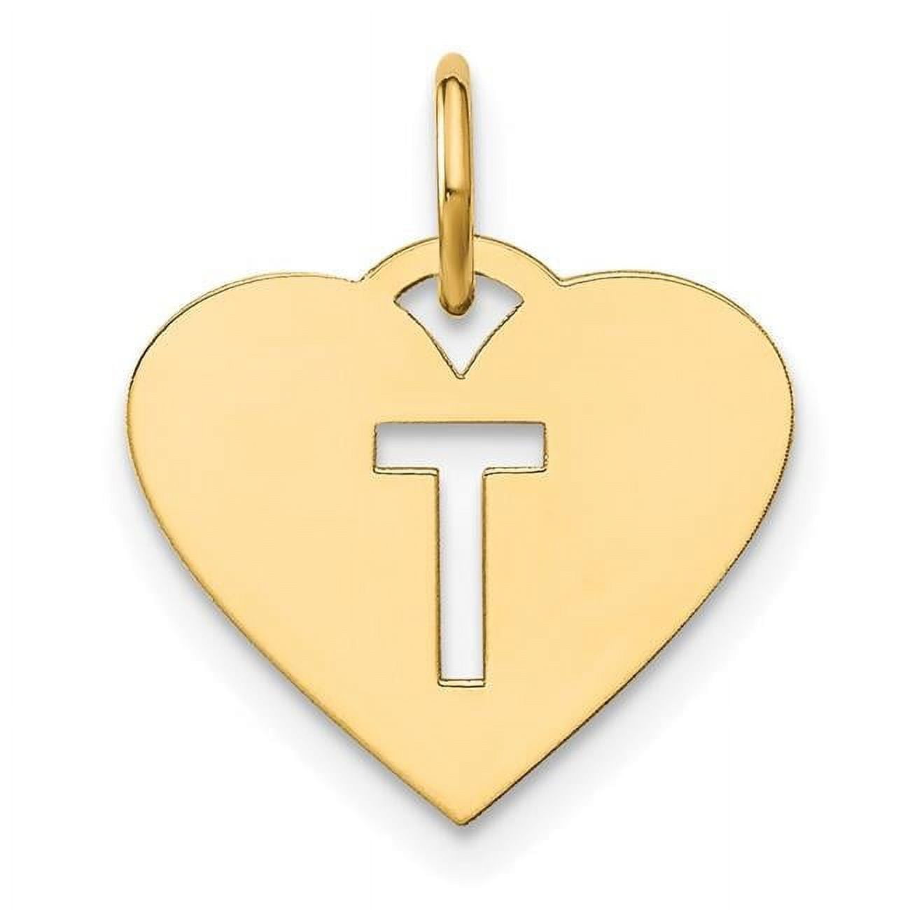 14k Yellow Gold Heart Cut-Out Letter T Initial Pendant - Walmart.com