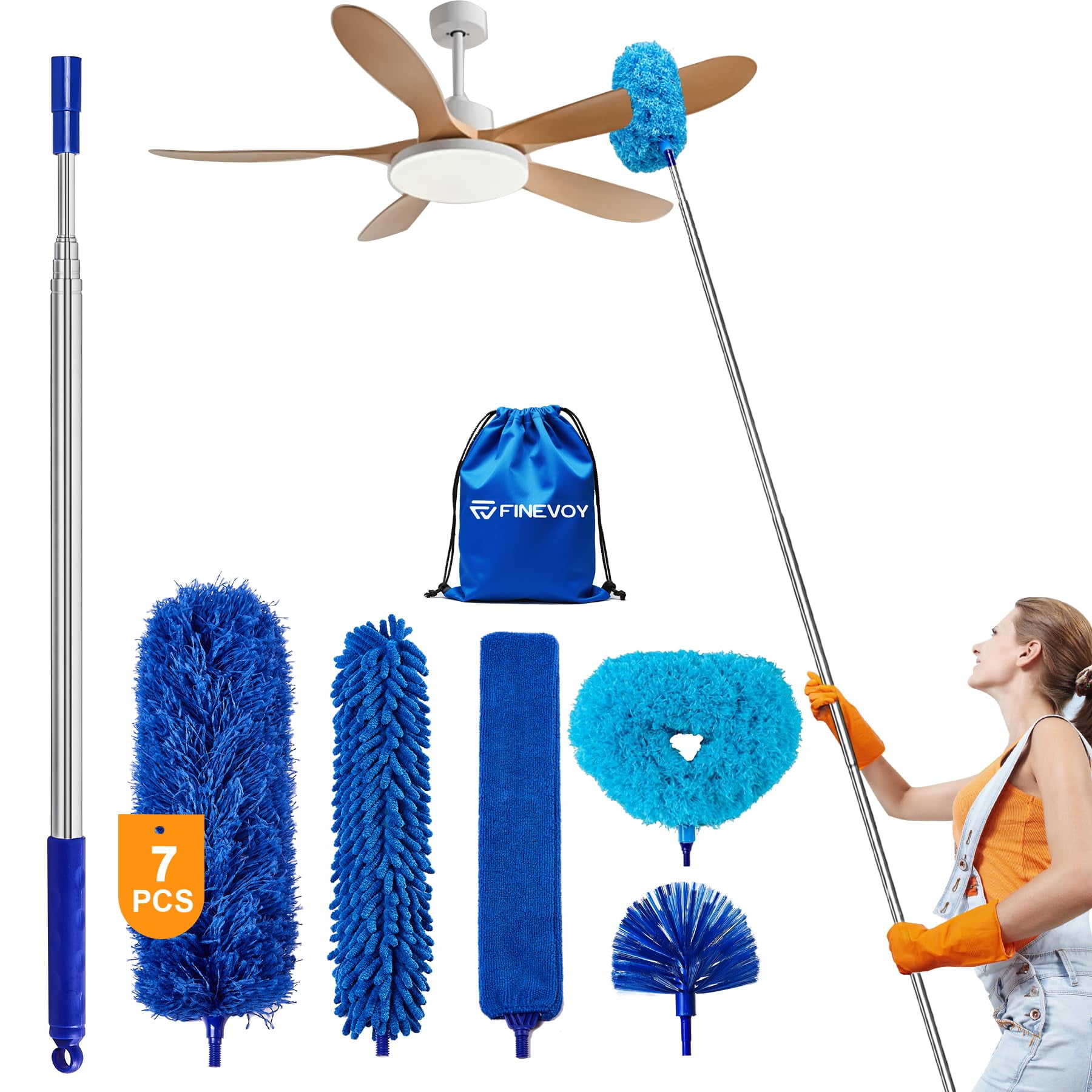 Finevoy Dusters for Cleaning, Duster with Extension Pole 1 Kit, Ceiling ...