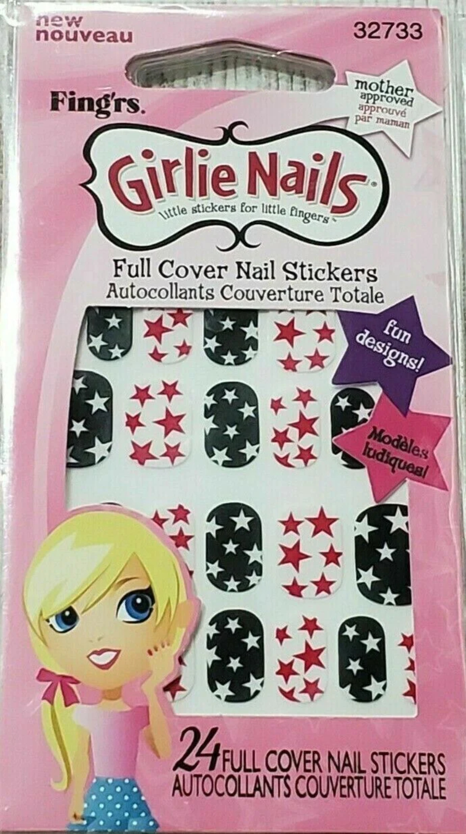 Fing'rs Girlie Nails Stickers Matte Red White & Blue with Stars For ...