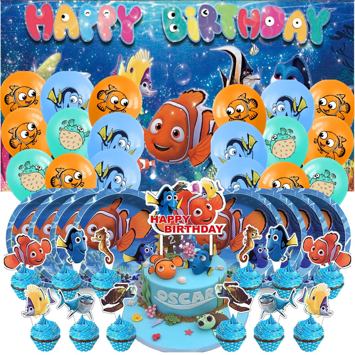 Fingding Nemo Birthday Party Supplies Balloons Plates Decoration Cake ...