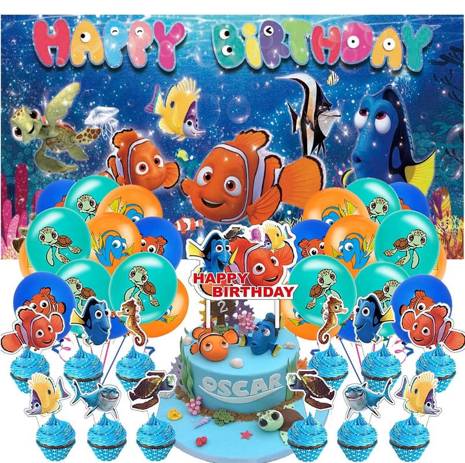 Fingding Nemo Party Supplies Decor Birthday Banner Backdrop Cake Topper ...
