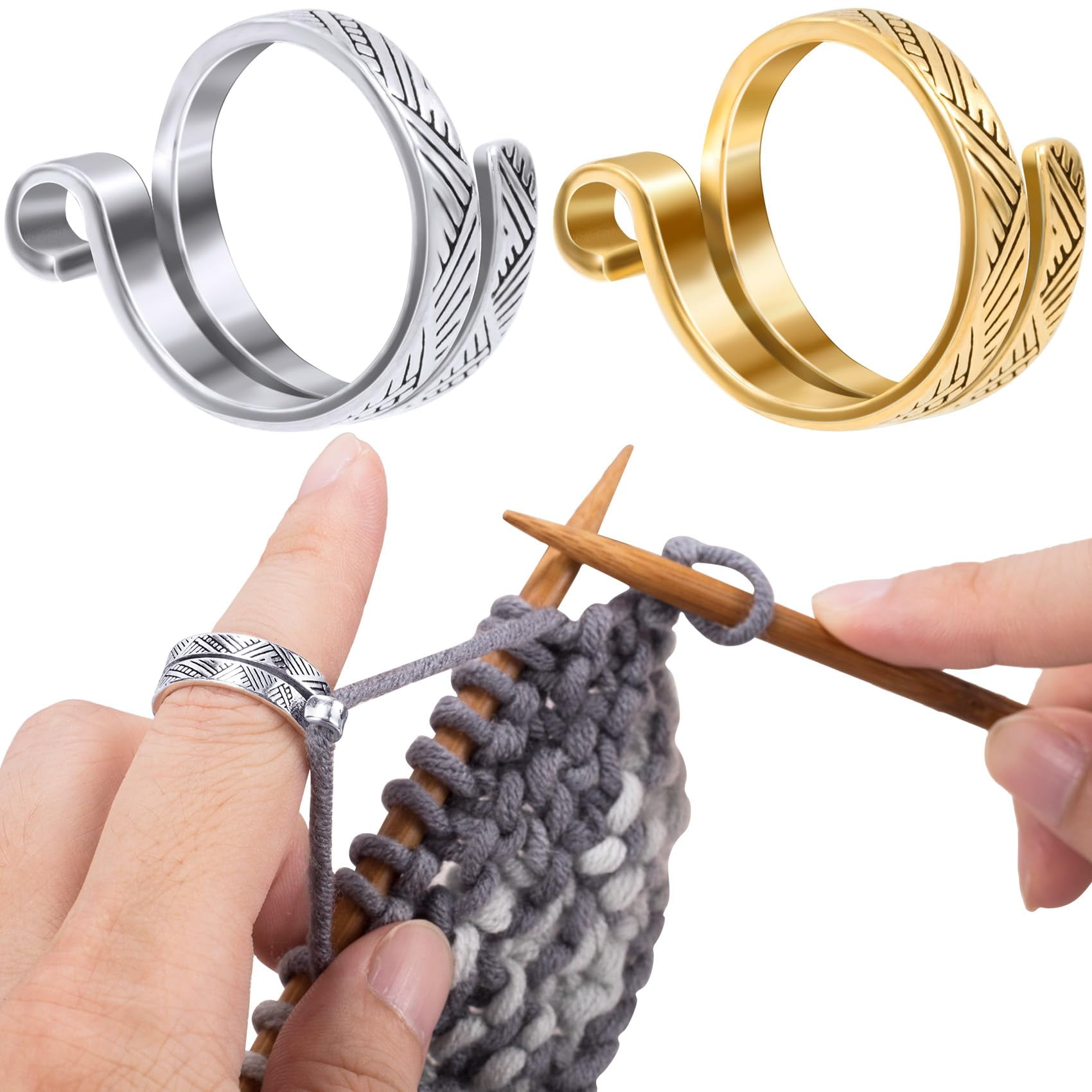 Finger Crochet Tension Rings, Adjustable Metal Knitting Crochet Loop ...
