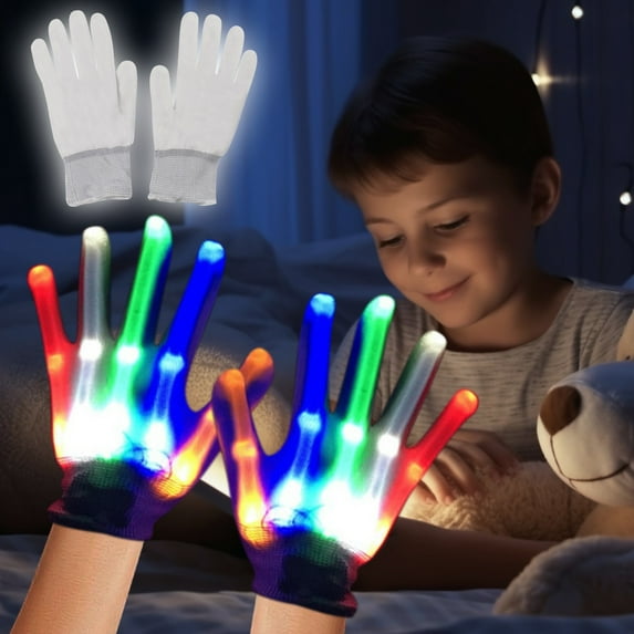 Finger Gloving Light Gloves, 7 Colors LED Rave Gloves for Adult Teens ...