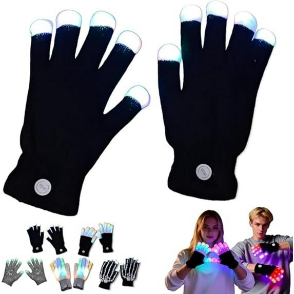 Finger Gloving Light Gloves, LED Light-Up Knitted Gloves, Bright Finger ...