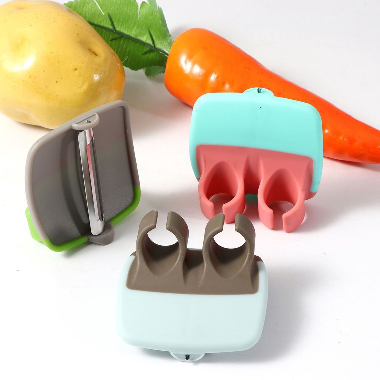 Finger Grip Palm Peeler for Fruit Vegetable Stainless Steel Rubber ...