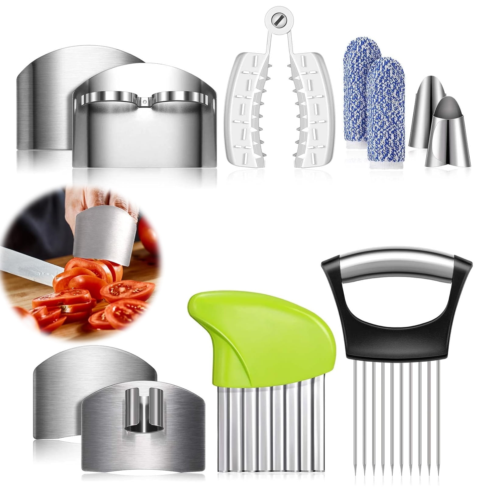 Finger Guard Set (11 PCs) for Cutting Include 4 Stainless Steel Knife ...