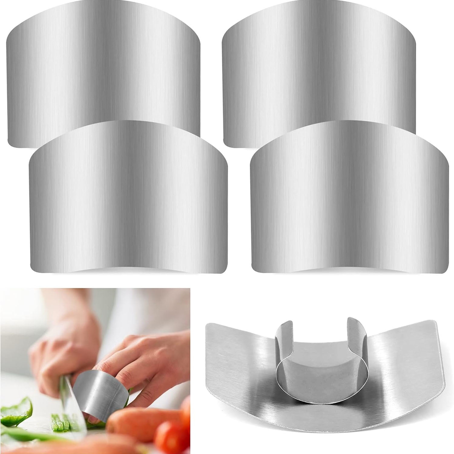 Finger Guards for Cutting, 4 Pcs Stainless Steel Finger Protector for ...