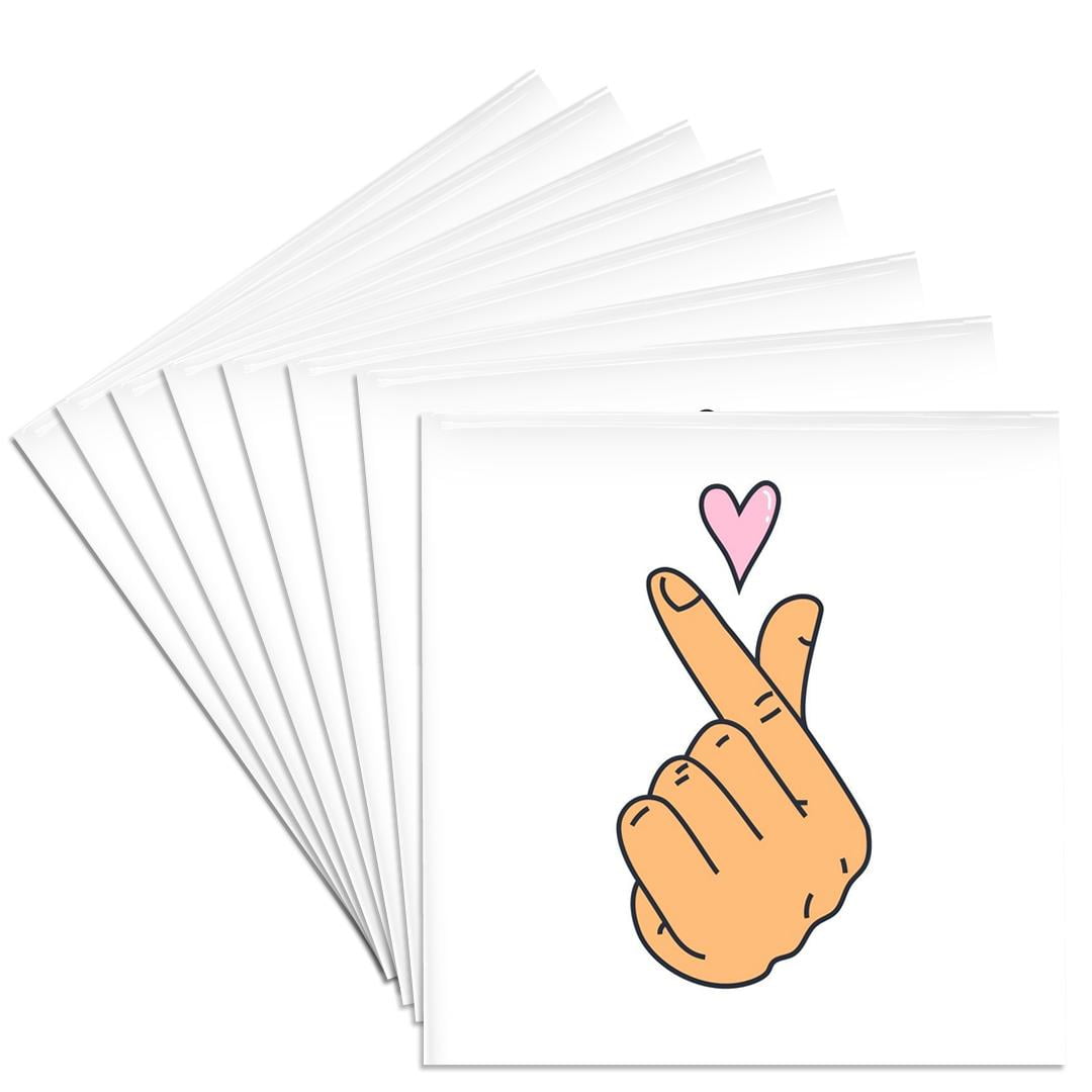 3drose, Finger Heart K-pop Hand Sign, Set of 8 Ceramic Tile Coasters ...