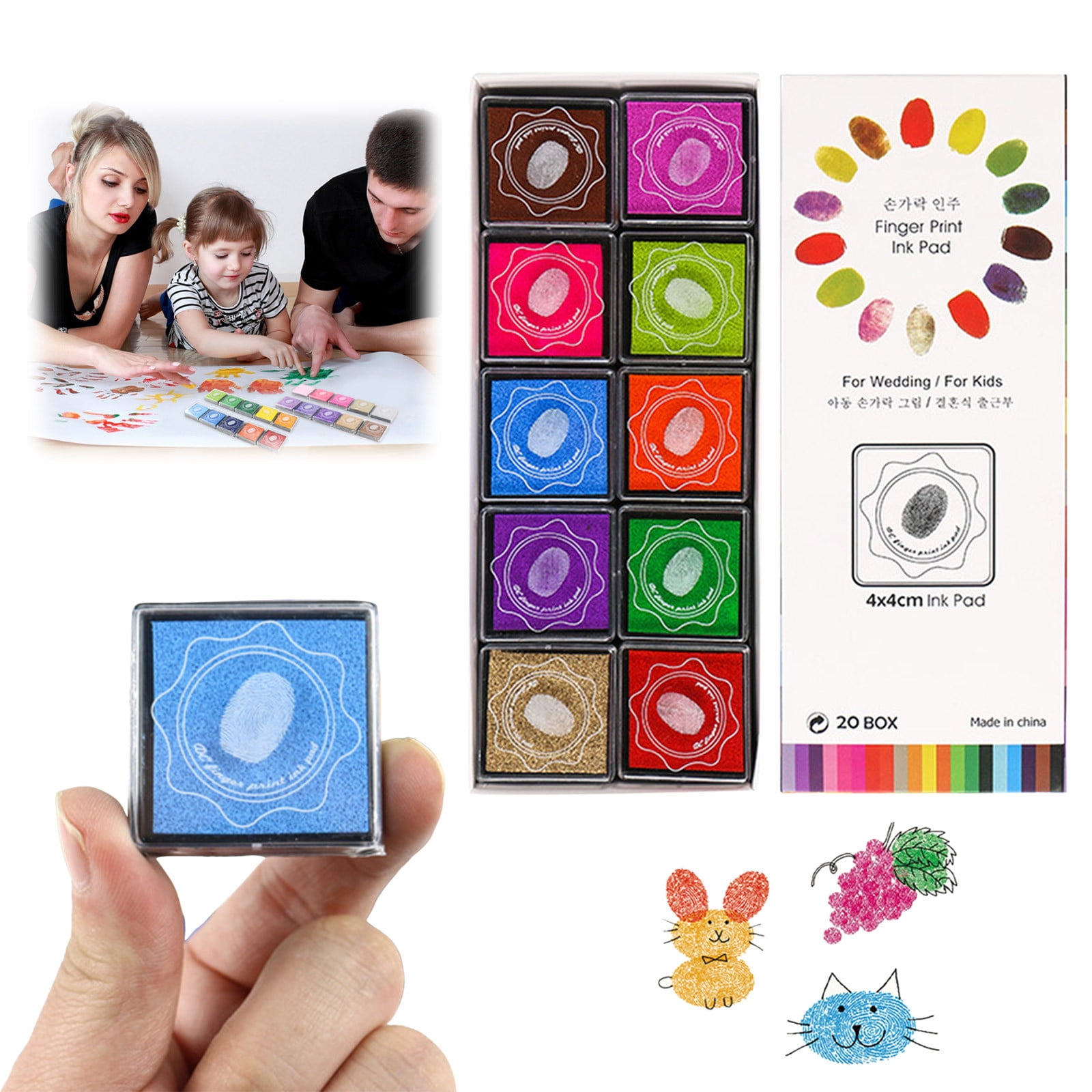 Finger Ink Pads for Kids Washable Craft Ink Stamp Pads 20 Color Rainbow ...