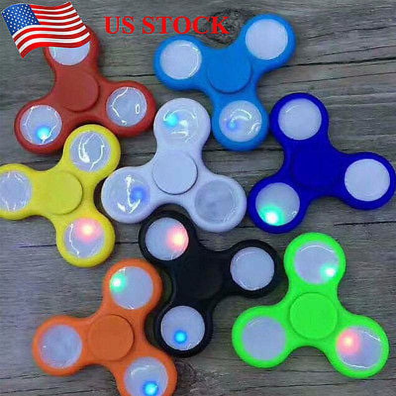 Finger LED Light Flash Hand Spinner Tri-Fidget EDC Focus Toys For ...