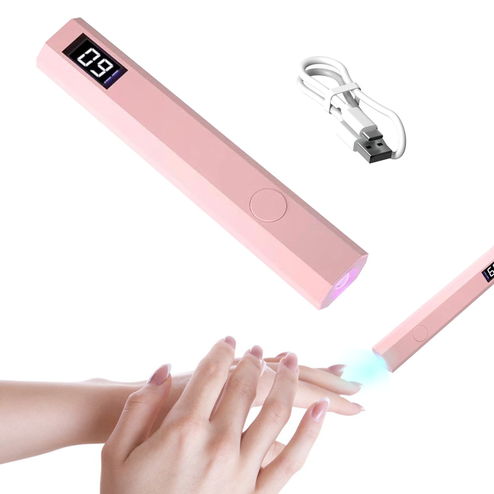 Finger Nails UV Light Nail Stickers Kit with Uv Light Portable Mini ...