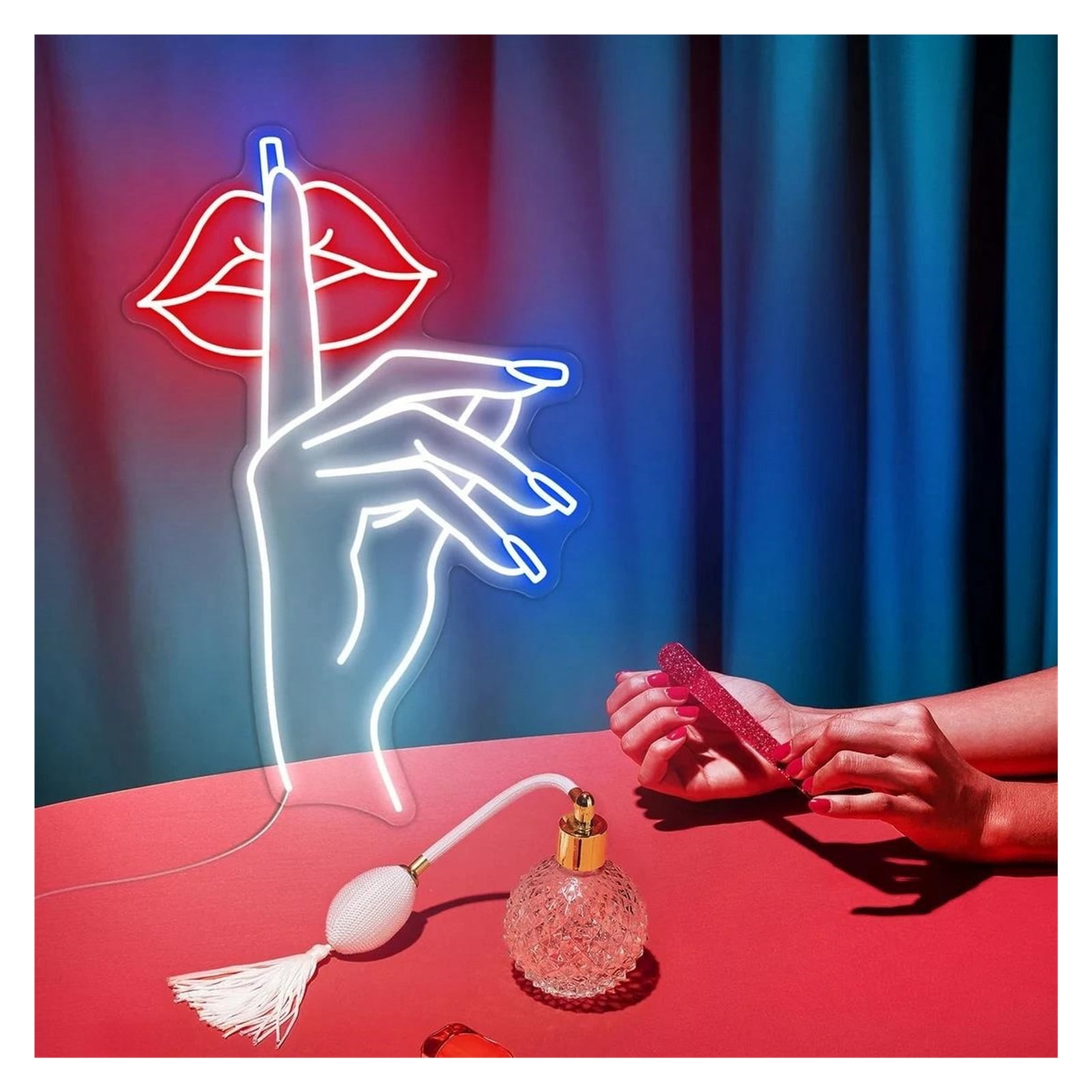 Finger On Lip Neon Sign USB Powered Adjustable Brightness Nails Neon ...