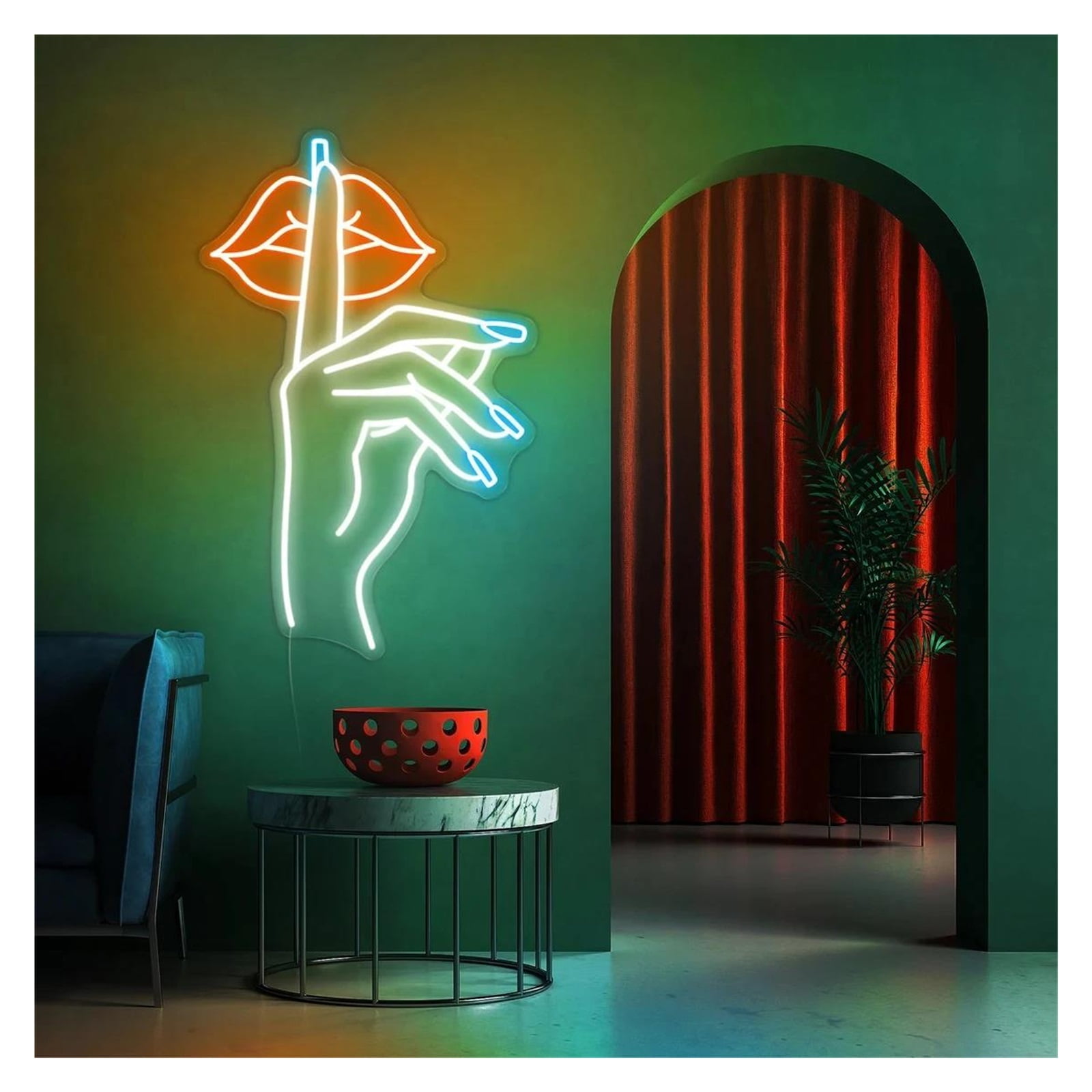 Finger On Lip Neon Sign USB Powered Adjustable Brightness Nails Neon ...