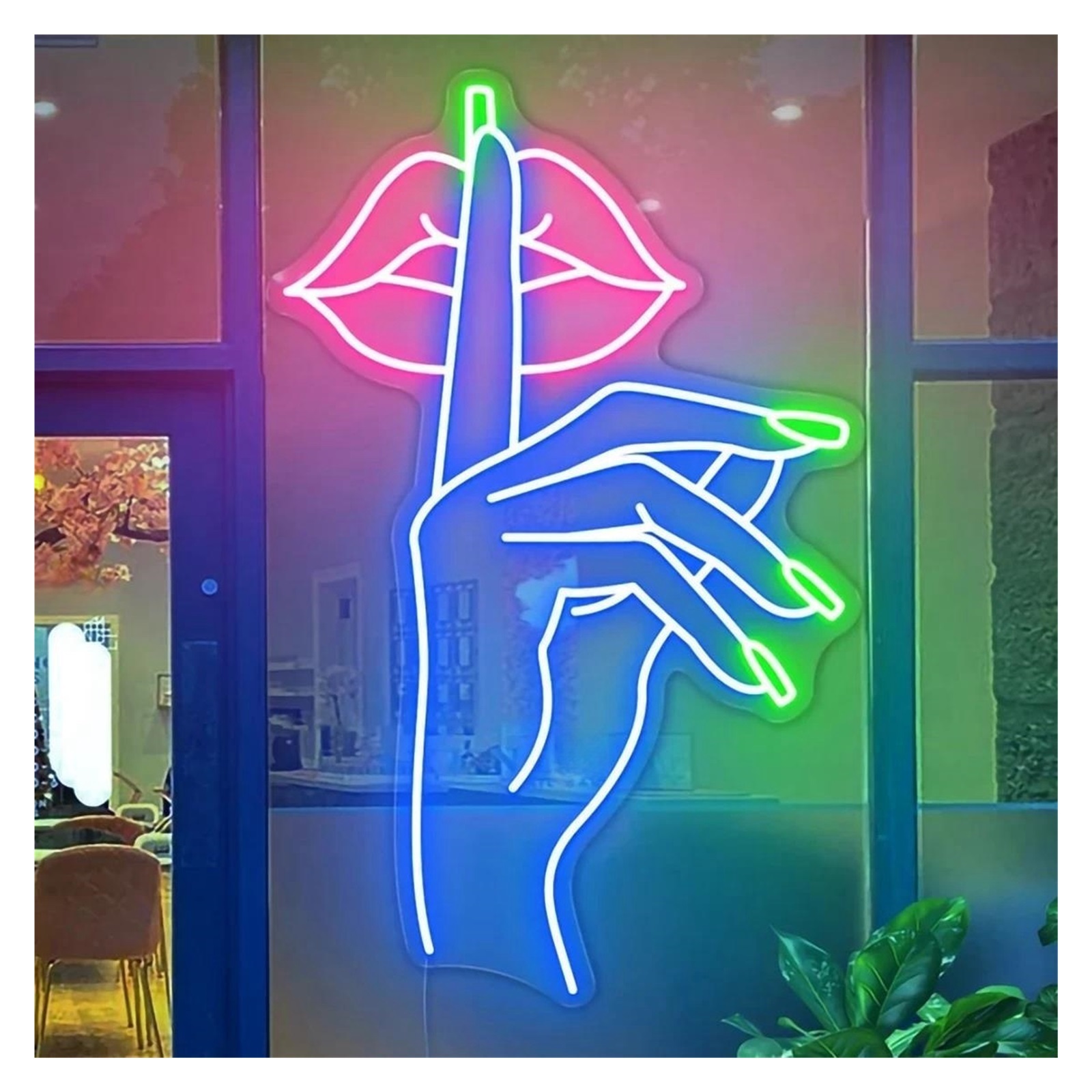 Finger On Lip Neon Sign USB Powered Adjustable Brightness Nails Neon ...